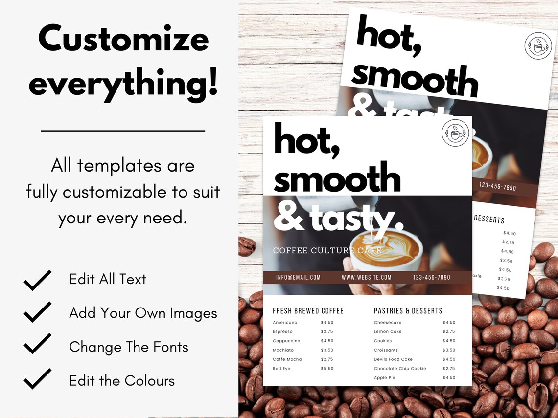 Coffee Menu Template Editable Coffee Price List Coffee Price - Etsy