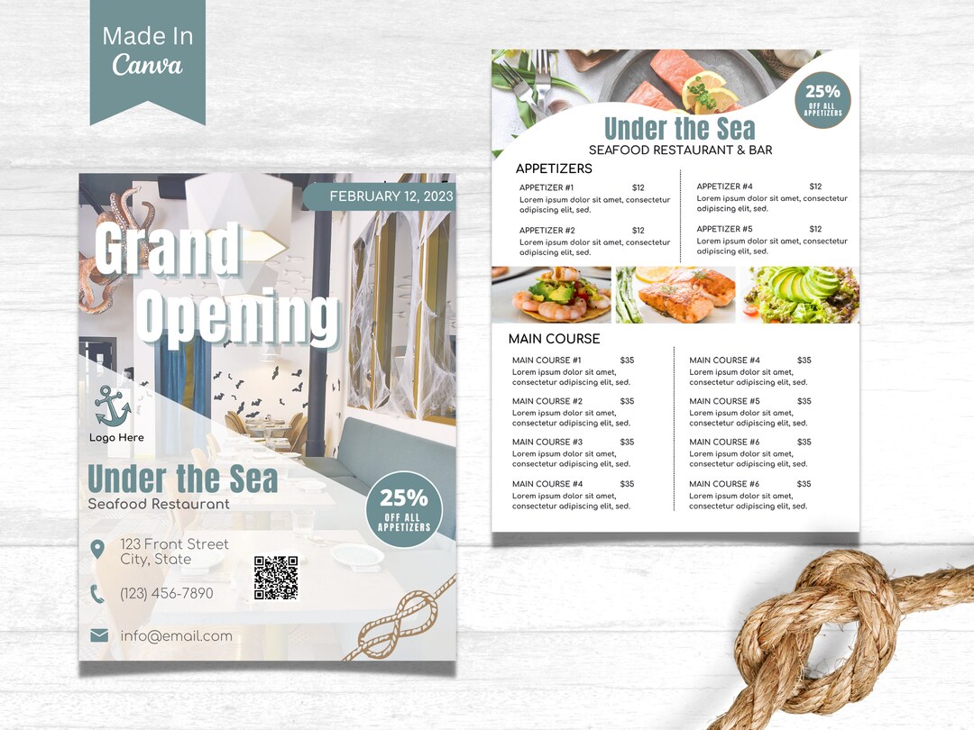 Restaurant Food Menu, DIY Business Menu Template Customizable Menu ...