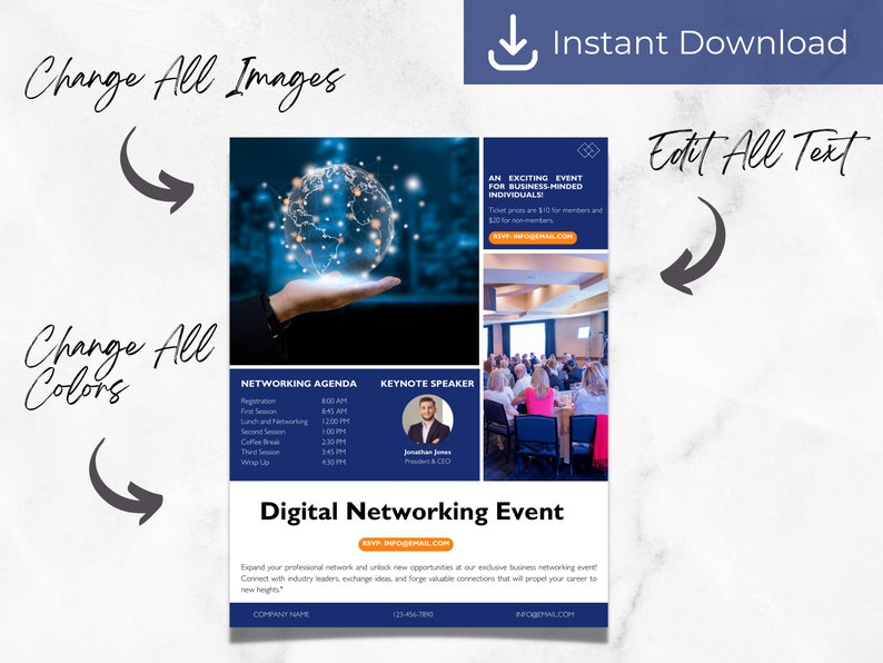 Editable Flyer Template Networking Social Media Post Template - Etsy