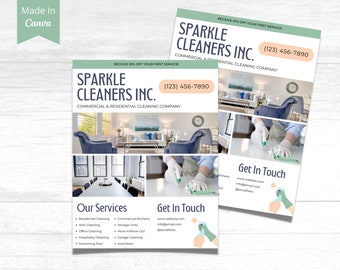 Cleaning Service Flyer, DIY Sheet, Cleaning Service Poster, Housekeeping Flyer, Editable ...