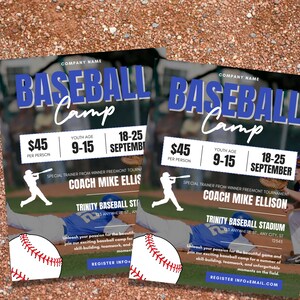 Baseball Camp Flyer, DIY Baseball Camp Templates, Editable Social Media Template for Baseball ...