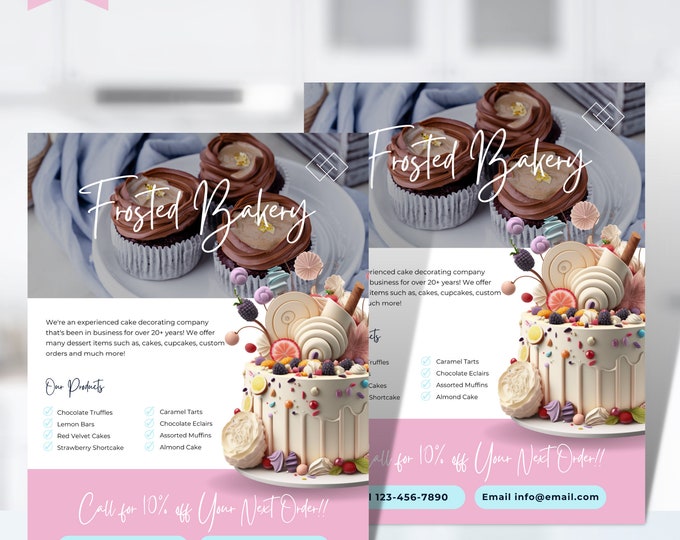Cake Flyer Template, Cupcake Cake Business Flyer, Baking Dessert Flyer ...