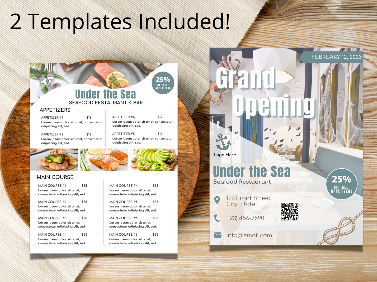 Restaurant Food Menu DIY Business Menu Template Customizable - Etsy