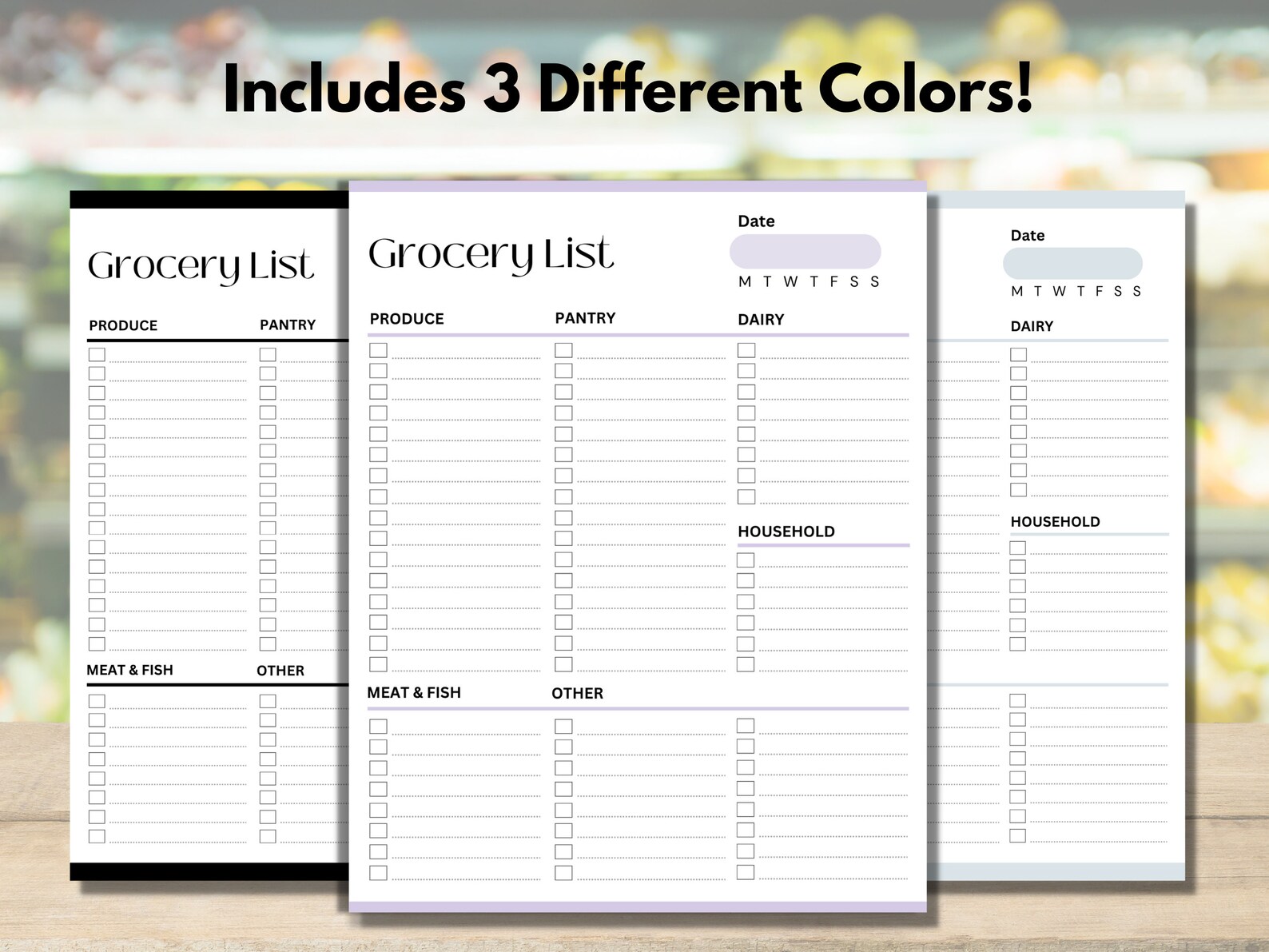 Printable Grocery List, Groceries Planner, Food Shopping List, Dairy ...