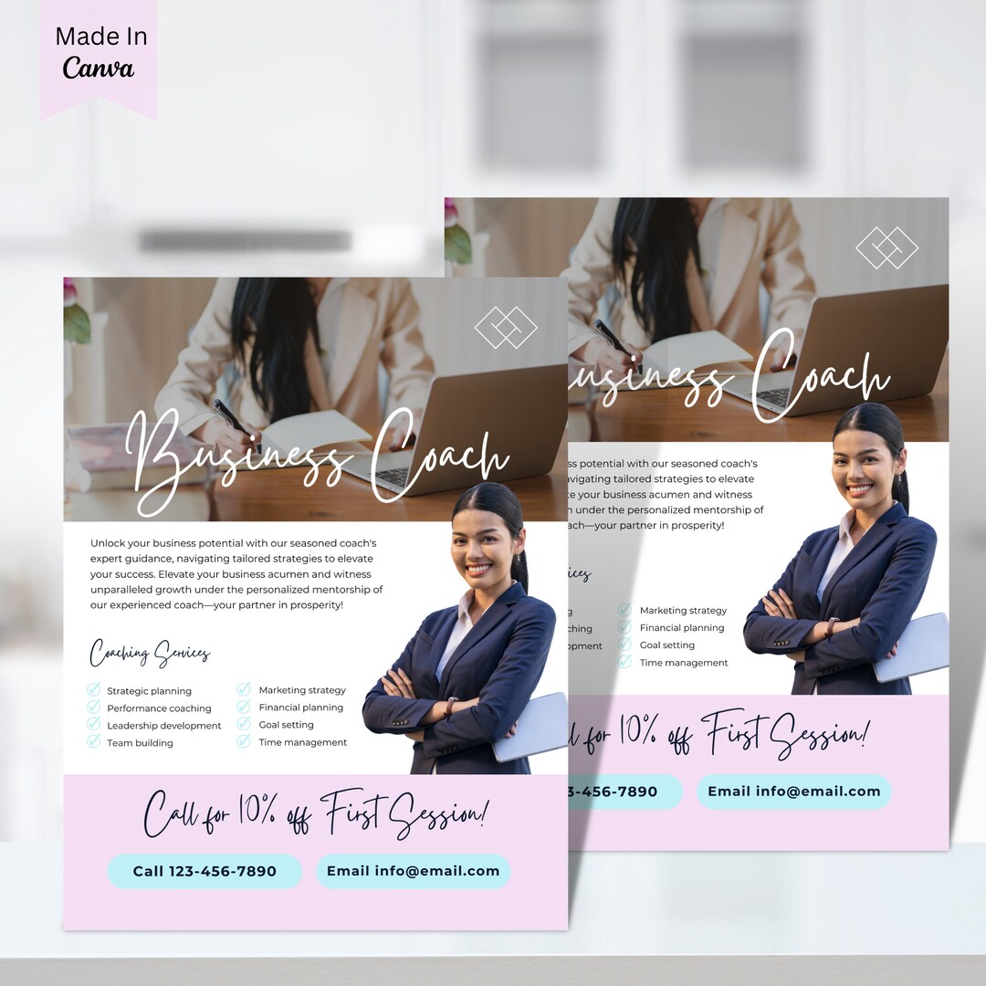 Business Coach Flyer, DIY Canva Flyer Template, Editable Canva Social ...