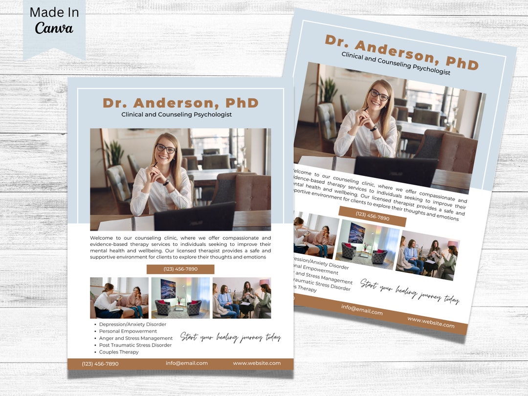 Counseling Psychology Therapy Flyer Templates Design, Editable ...