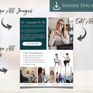 Counseling Psychology Therapy Flyer Templates Design, Editable ...