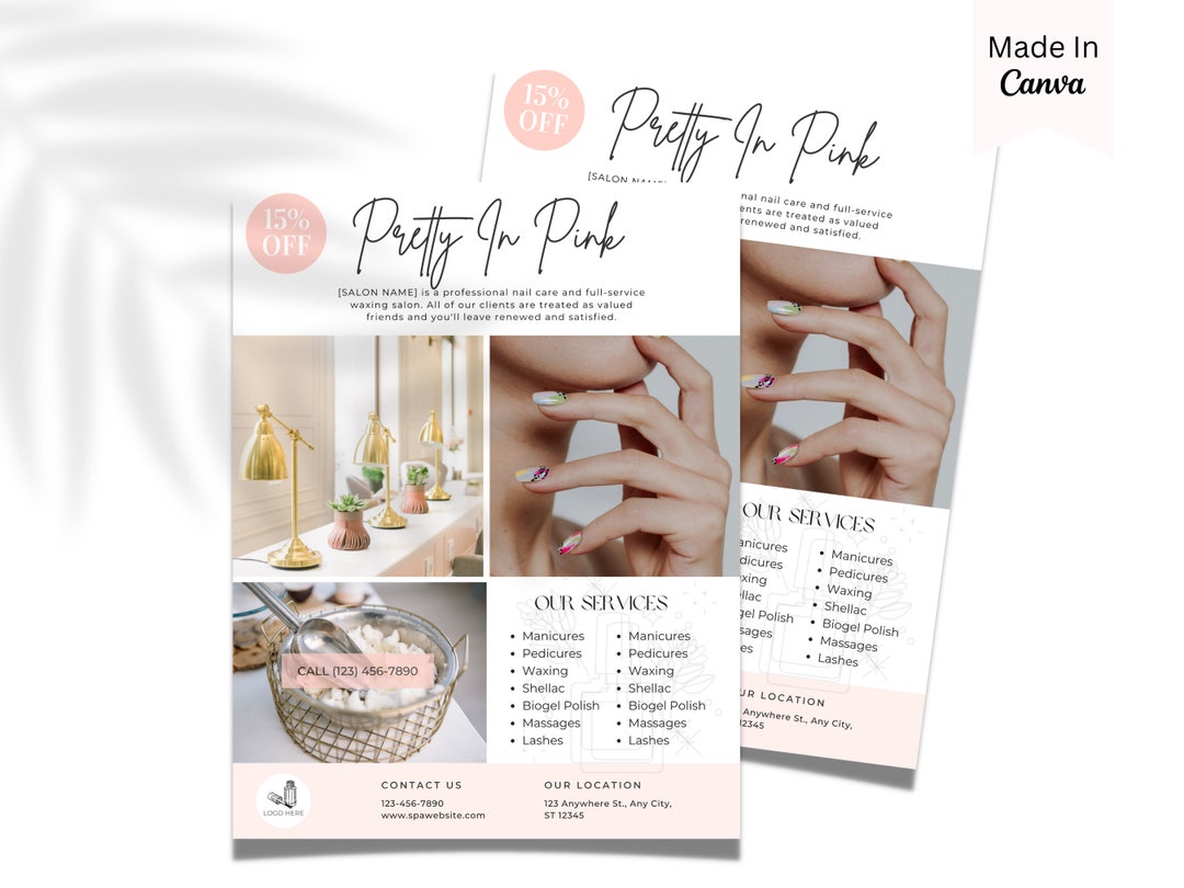 Nail Salon Flyer Templates Design, Editable Printable, Beauty Salon ...