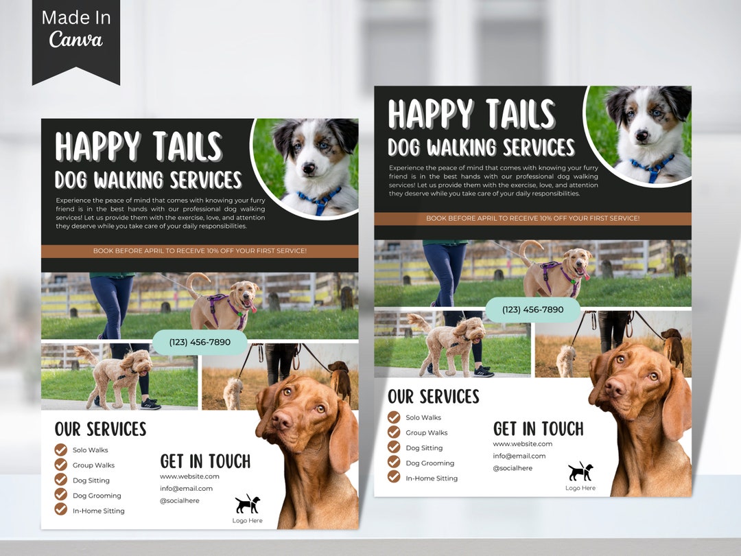 Dog Walking Flyer Poster Leaflet, Pet Sitting Flyer Poster Leaflet, Pet ...