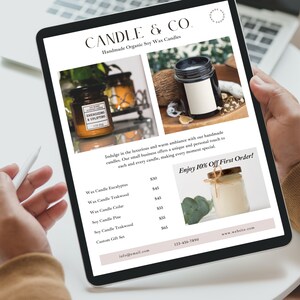 Soy Wax Candles Flyer Template, Editable Handmade Candle Making Small ...