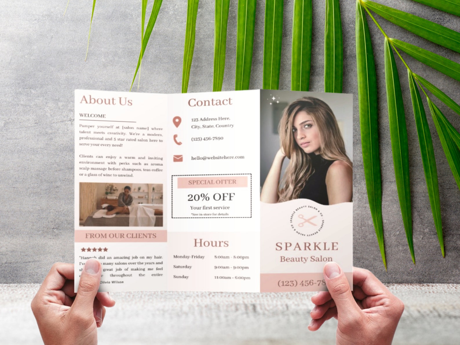 Beauty Salon Trifold Brochure Template, Editable Beauty Salon Price ...