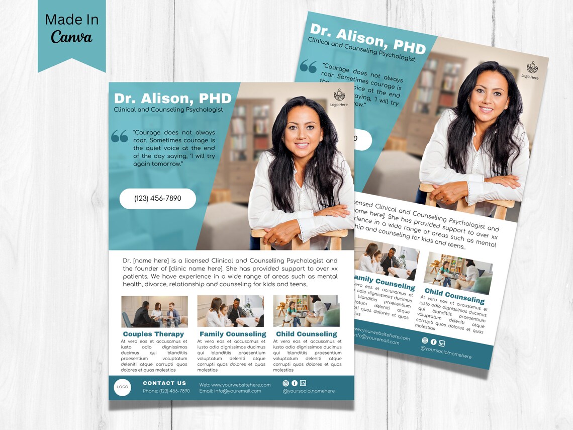 Counseling Psychology Therapy Flyer Templates Design, Editable ...