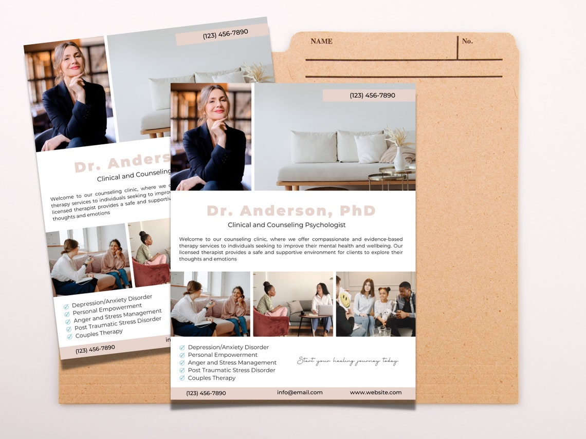 Counseling Psychology Therapy Flyer Templates Design, Editable ...