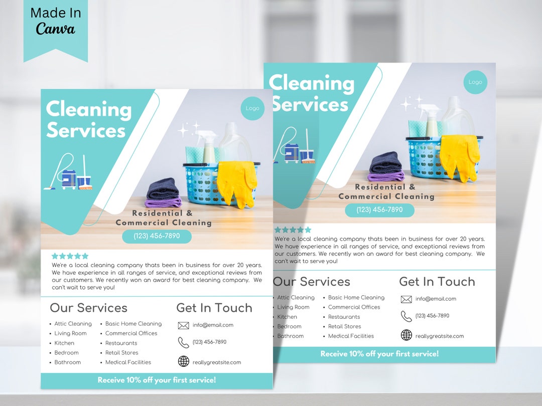 Cleaning Service Flyer, DIY Sheet, Cleaning Service Poster, Housekeeping Flyer, Editable ...
