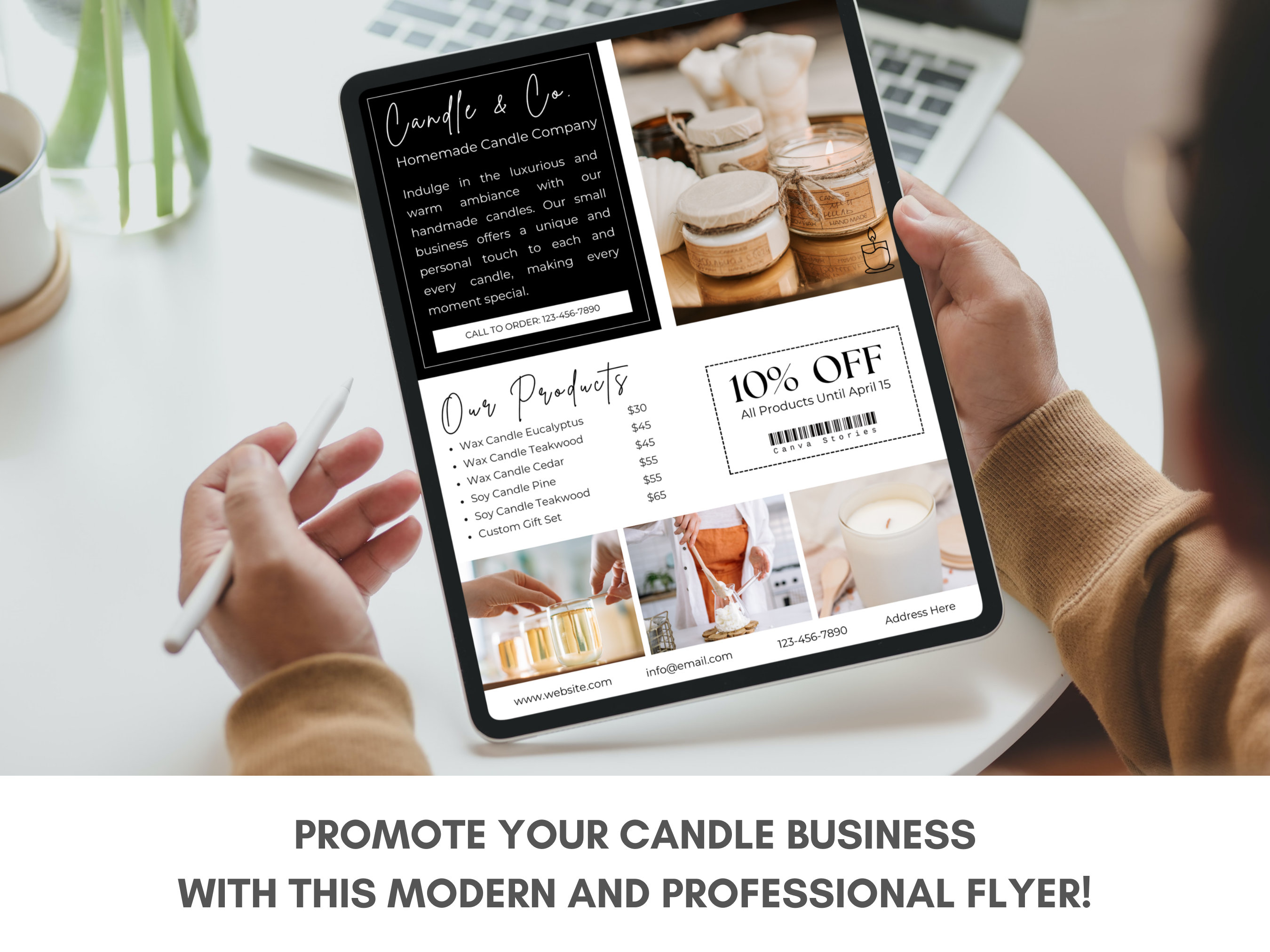 Soy Wax Candles Flyer Template, Editable Handmade Candle Making Small ...