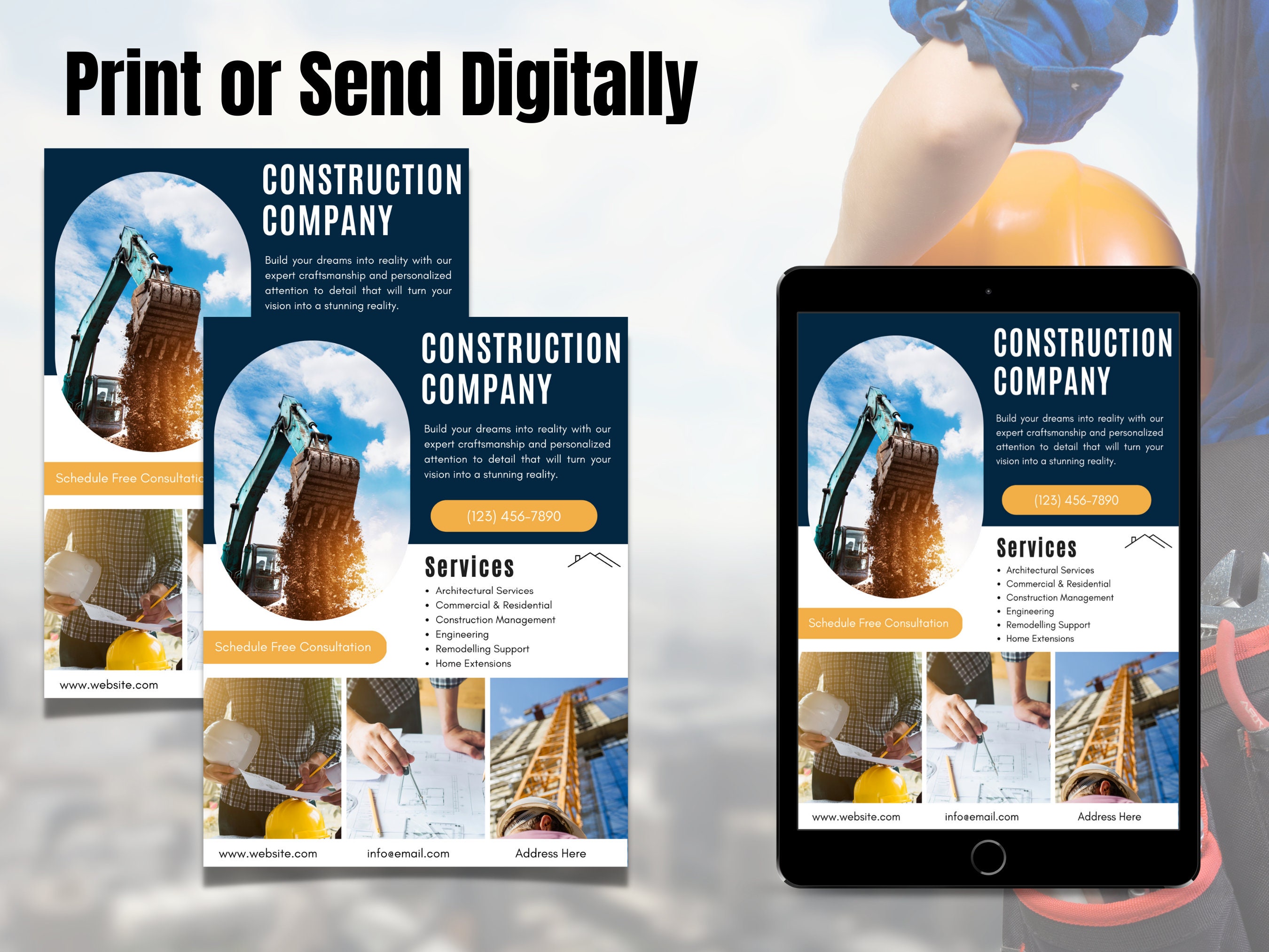 Construction Flyer Template Printable Business Flyer Design - Etsy