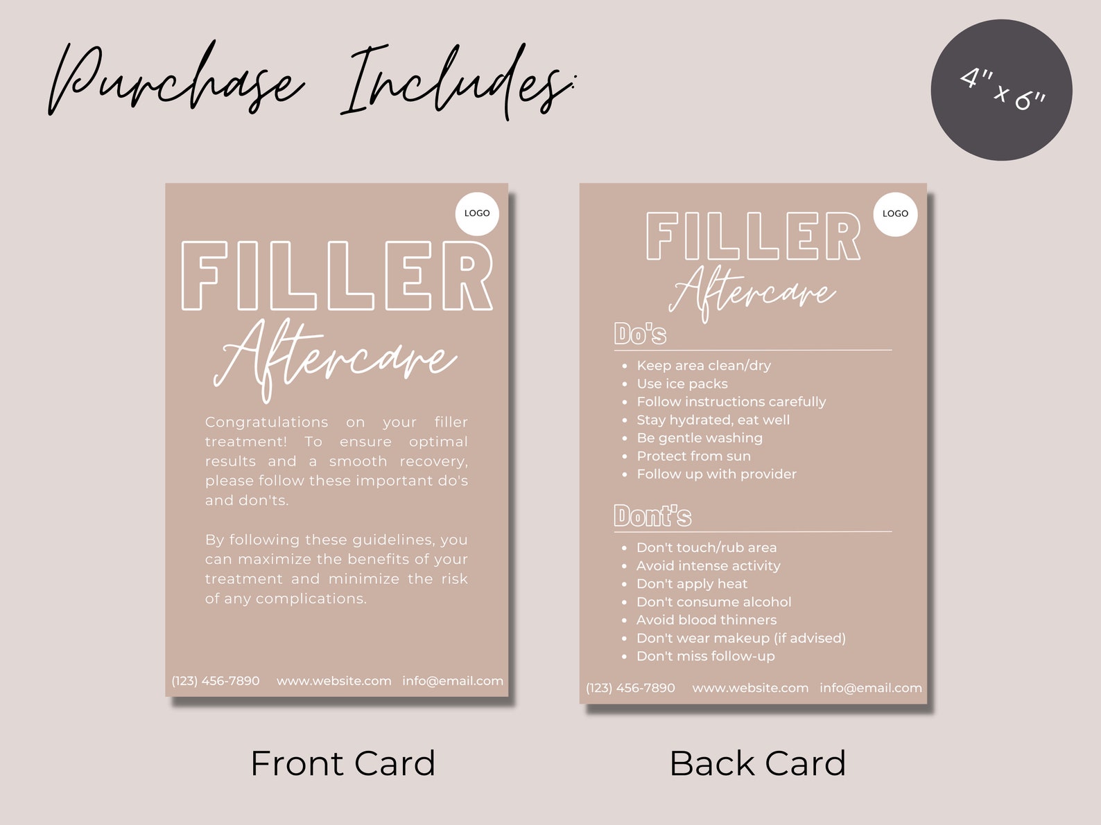 DIY Filler Aftercare Card, Post-injection Card, Editable Filler ...