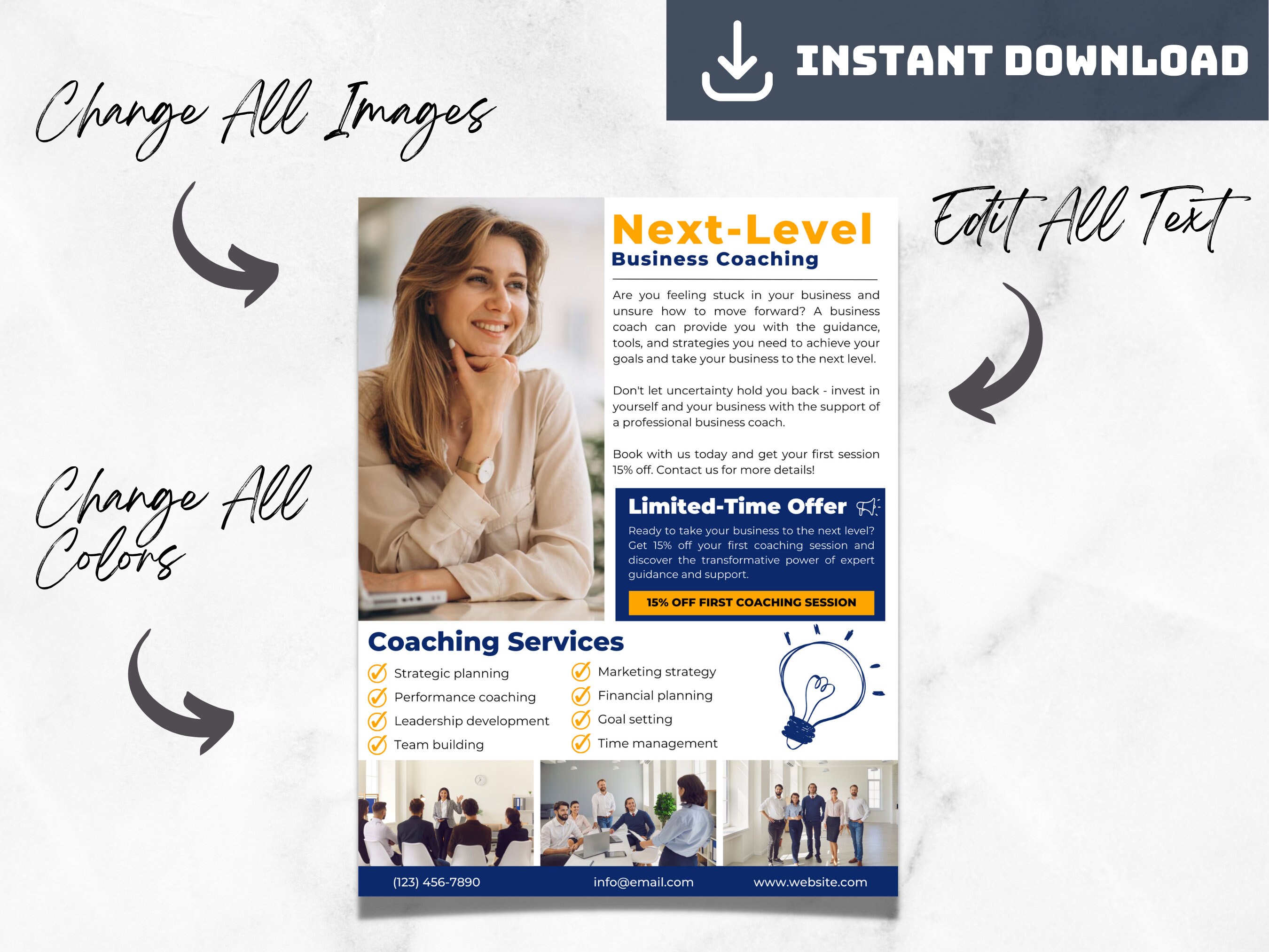 Business Coach Flyer, DIY Canva Flyer Template, Editable Canva Social ...