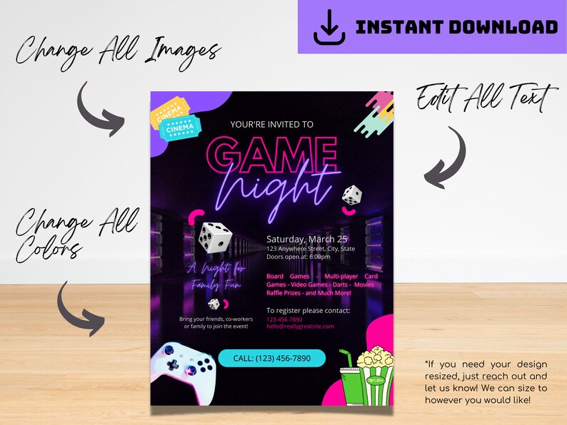 Trivia Night Flyer, Editable Game Night Invitation, Trivia Night ...