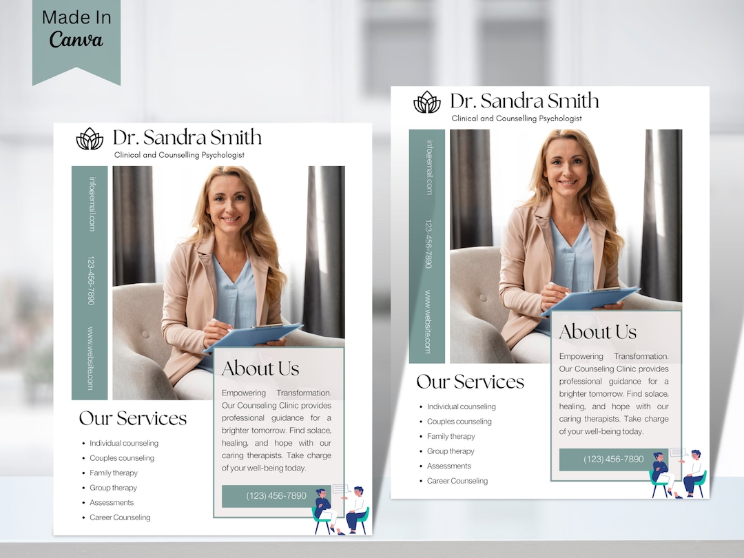 Counseling Psychology Therapy Flyer Templates Design, Editable ...