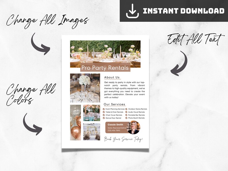 Party Rental Flyer Template, DIY Leaflet for Party Equipment, Event ...