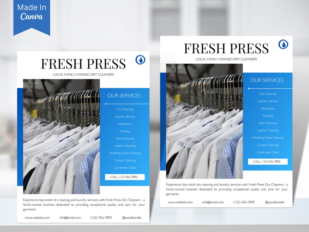 Dry Cleaning Service Flyer, DIY Sheet, Dry Cleaning Service, Laundry ...