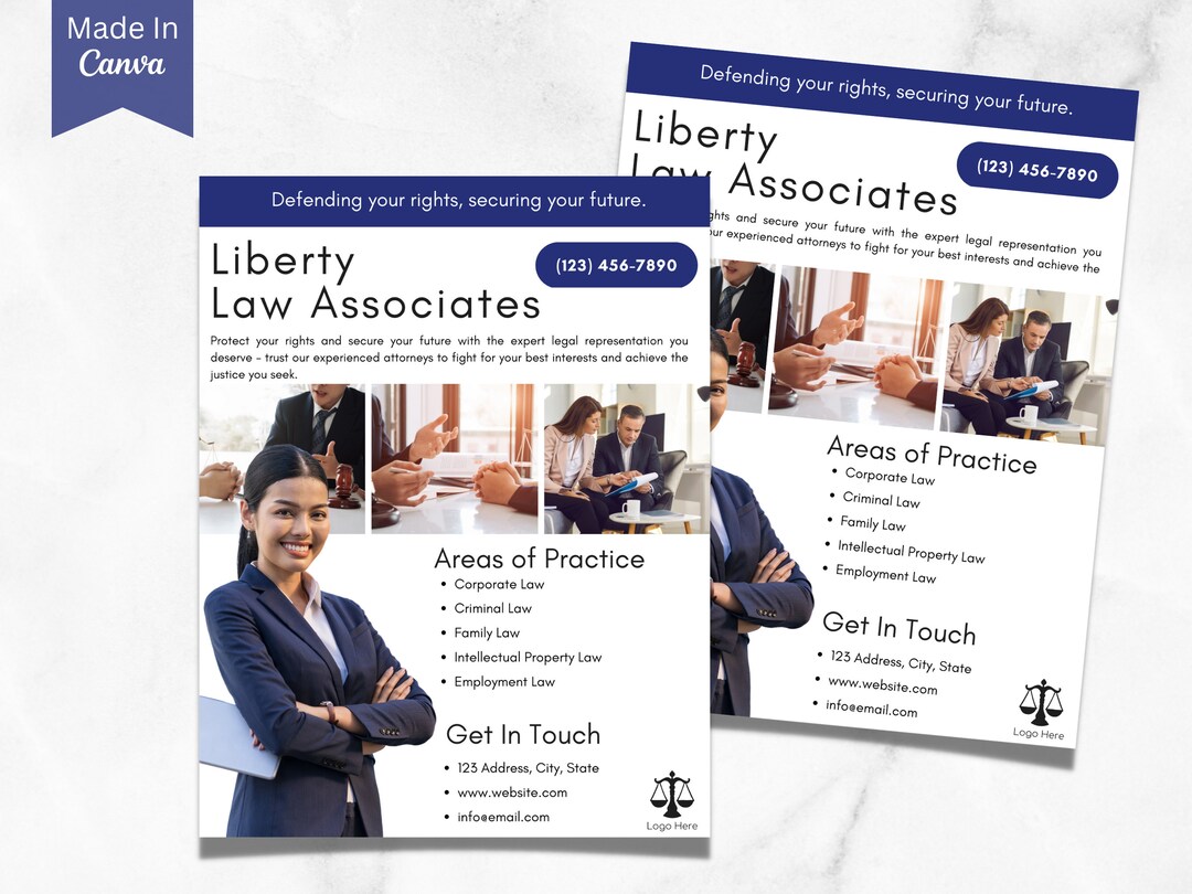 Law Firm Flyer, DIY Canva Law Firm Flyer Template, Editable Canva ...
