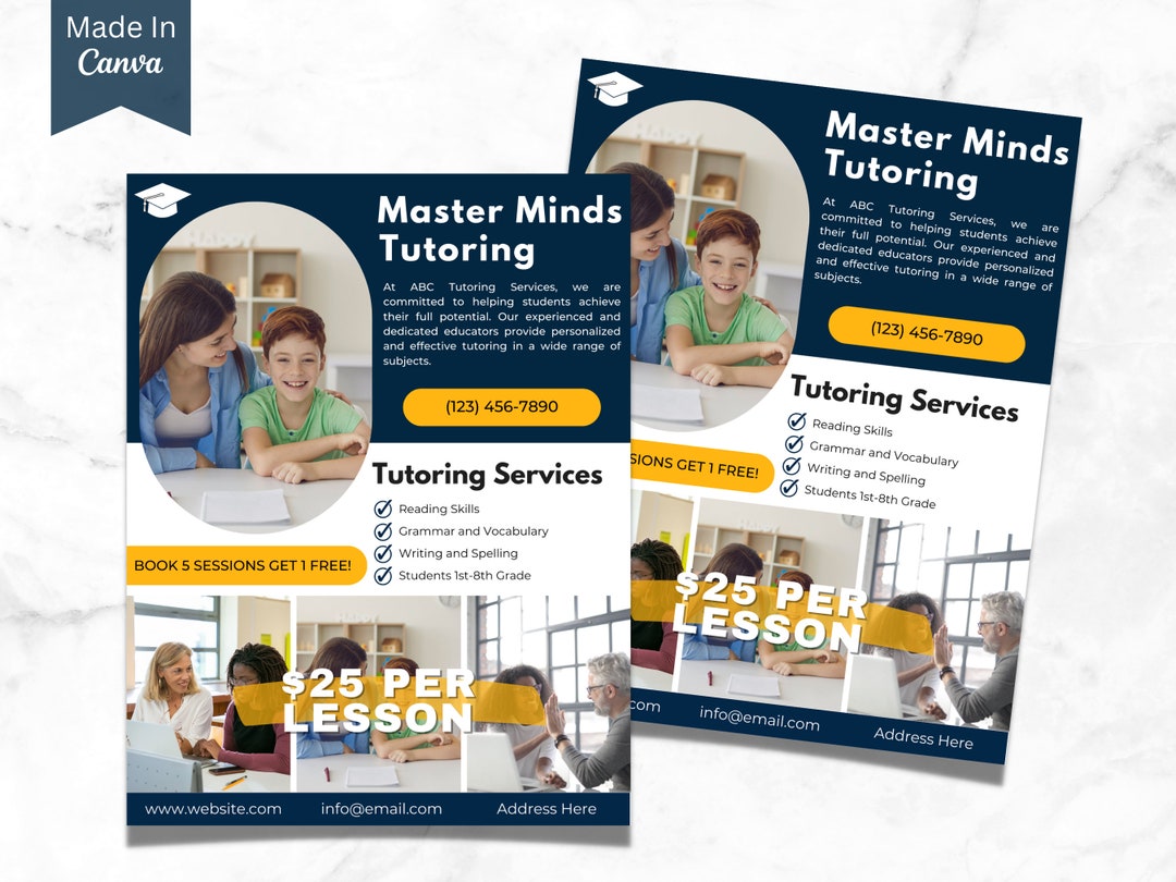 DIY Tutoring Flyer Templates Design, Teacher Private Lesson Course ...