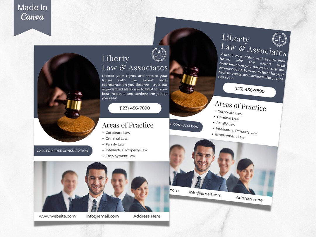 Law Firm Flyer, DIY Canva Law Firm Flyer Template, Editable Canva ...