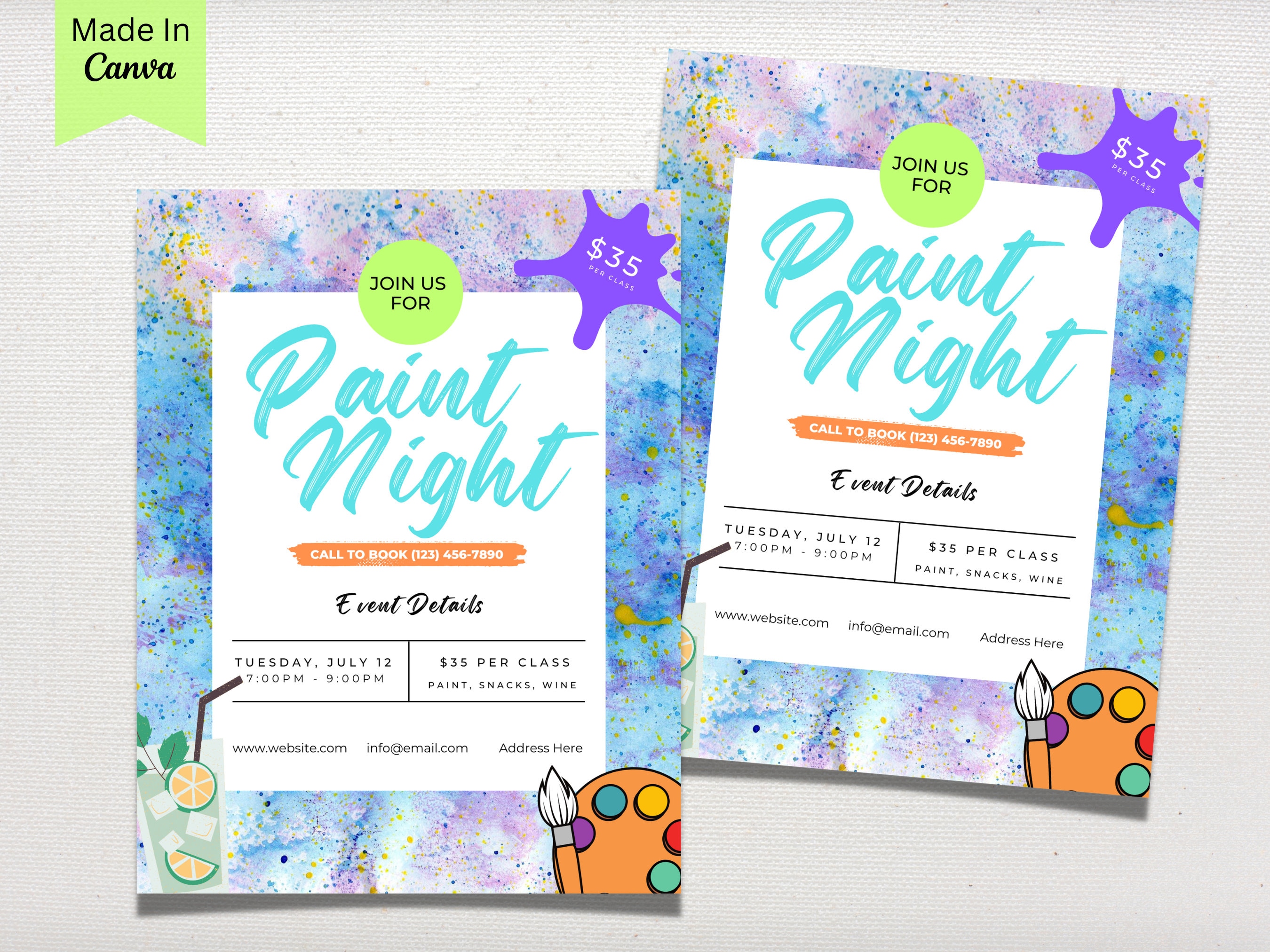 Editable Paint Night Template, Sip and Paint Flyer, DIY Paint and Sip ...