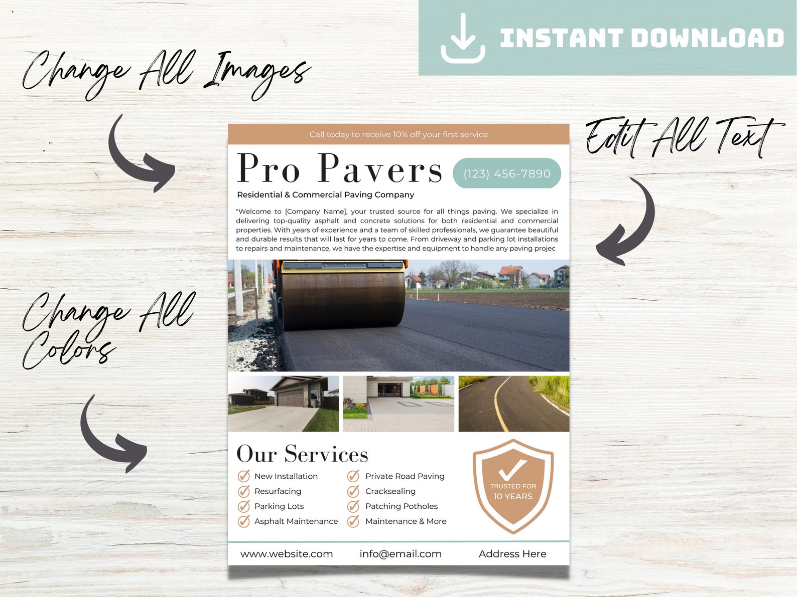 Paving Flyer Template, Printable Business Flyer Design, Paving Flyer ...