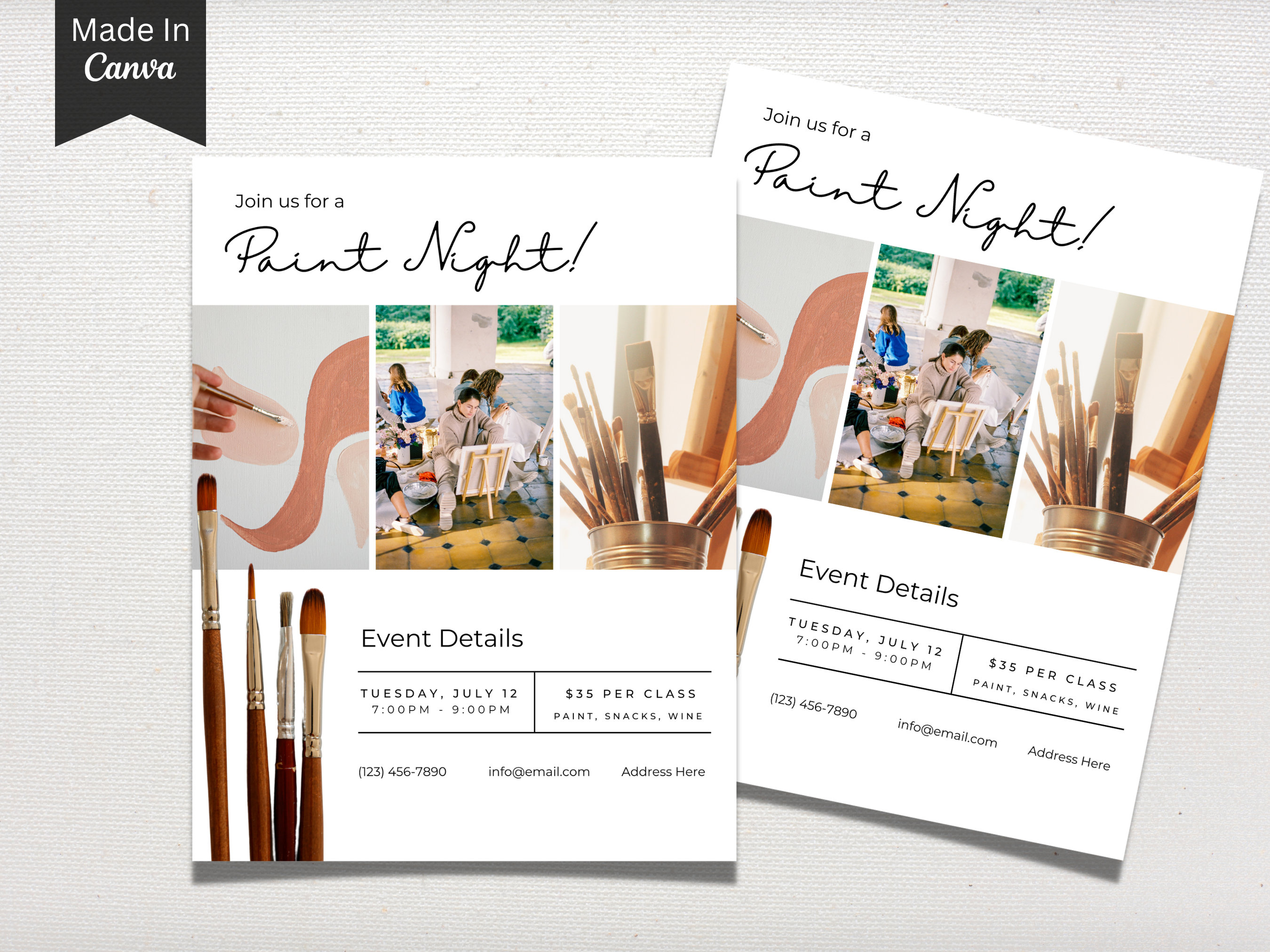 Editable Paint Night Template Flyer, RSVP Invitation, DIY Paint and Sip ...