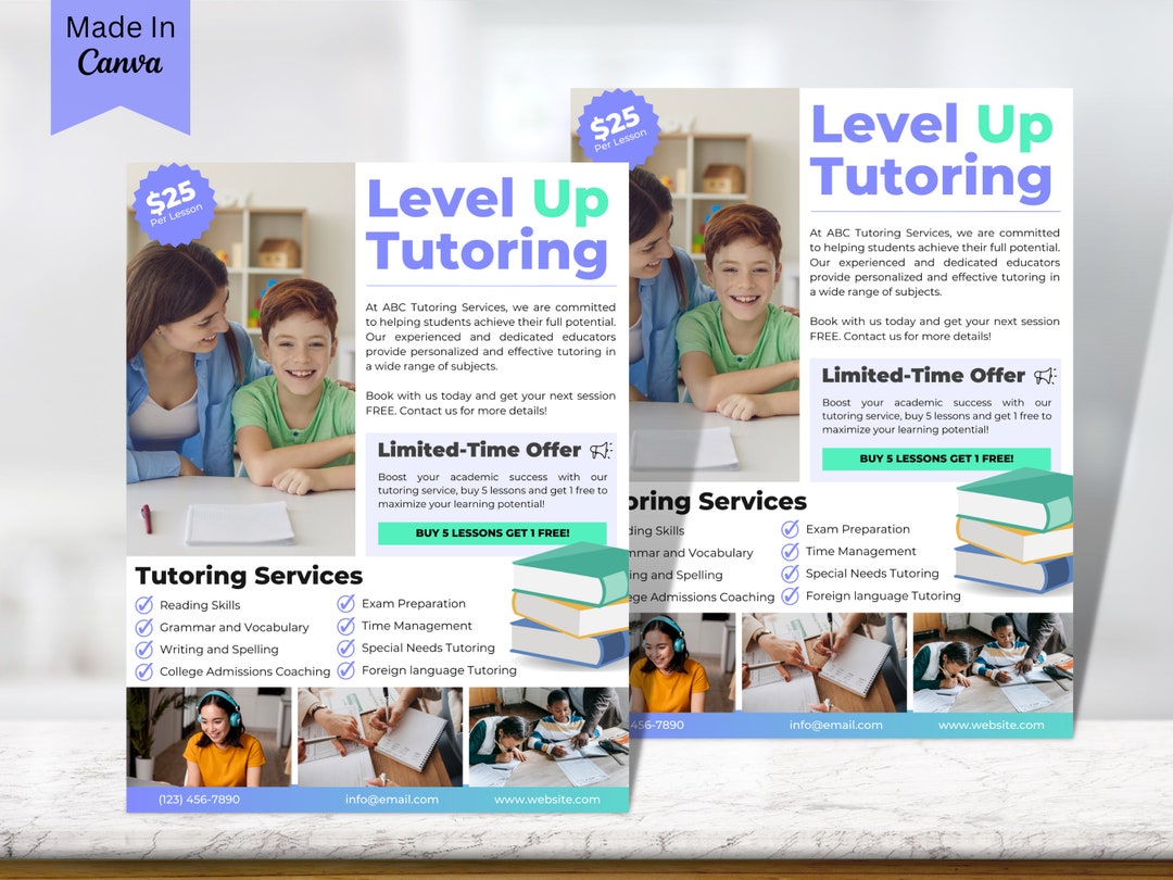 DIY Tutoring Flyer Templates Design, Teacher Private Lesson Course ...