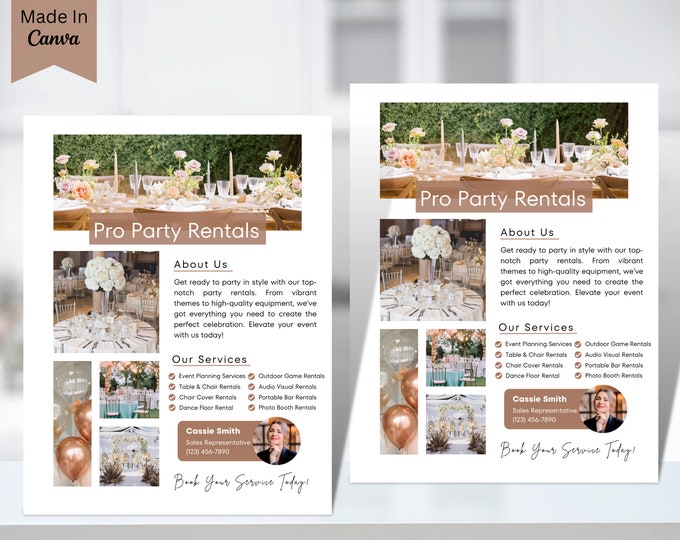 Party Rental Flyer Template, DIY Leaflet for Party Equipment, Event ...