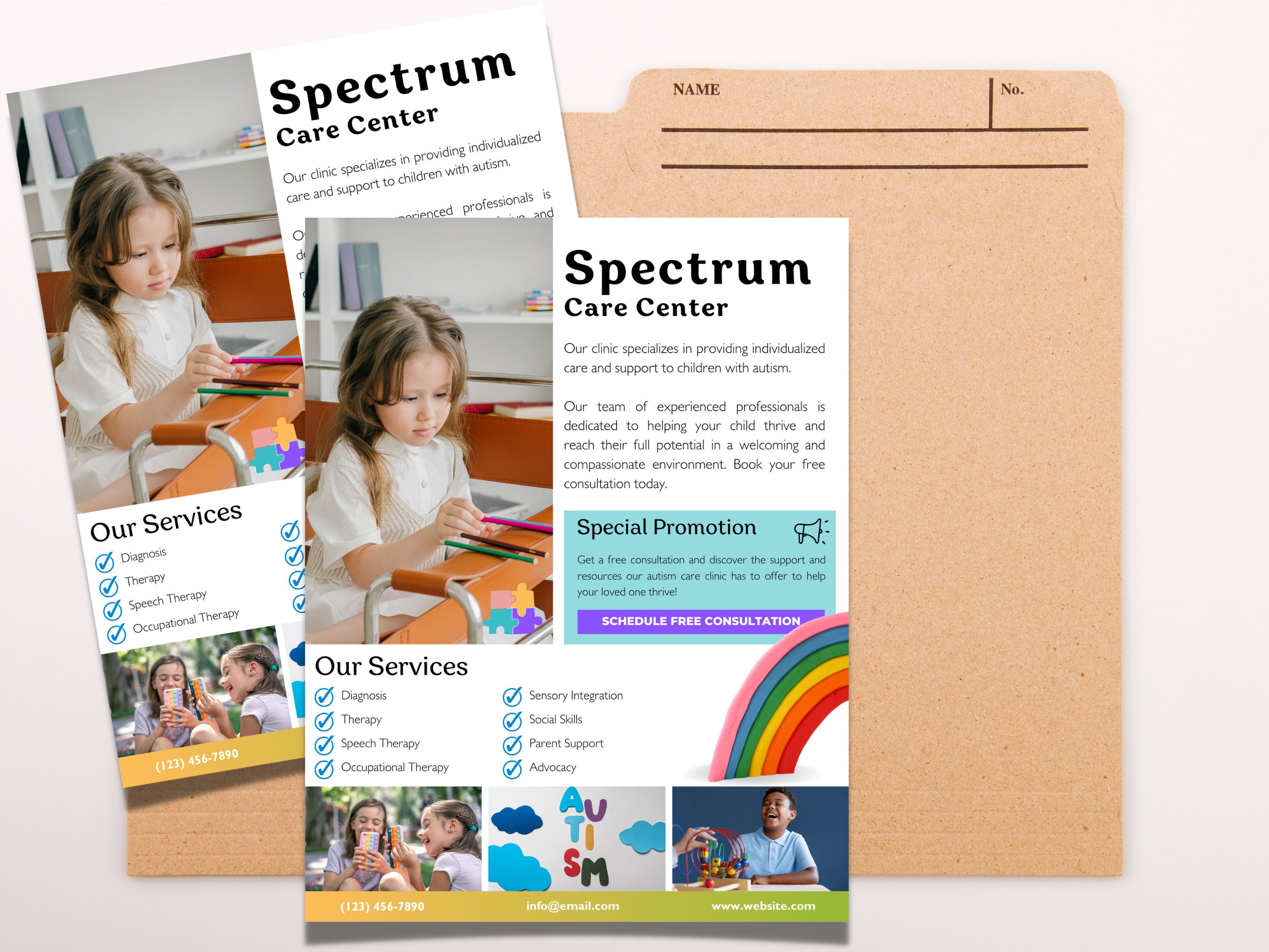 Autism Awareness Flyer Templates Design Autism Therapy - Etsy