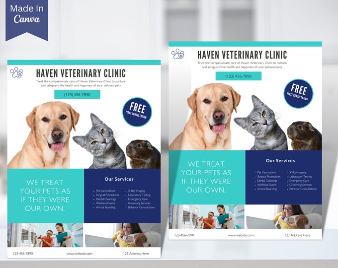 Pet Veterinary Flyer, DIY Canva Pet Veterinary Flyer Template 2024 ...