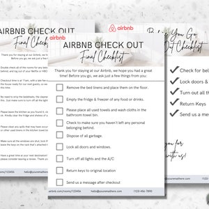 Airbnb Guest Check Out Checklist Sign Template Editable Canva Template ...