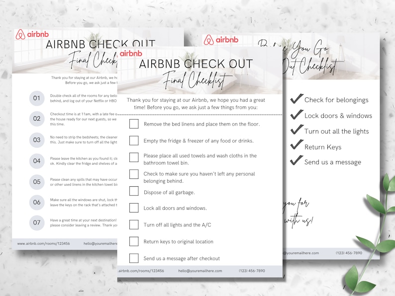 Airbnb Guest Check Out Checklist Sign Template Editable - Etsy