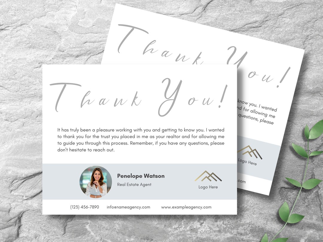 Minimalistic Real Estate Thank You Card Template, Modern Real Estate ...
