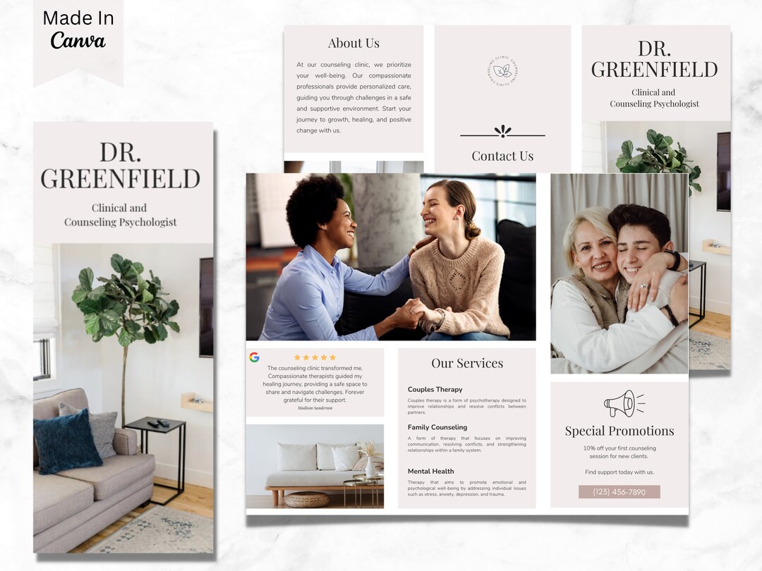 Counseling Psychology Therapy Brochure Templates Design, Editable ...