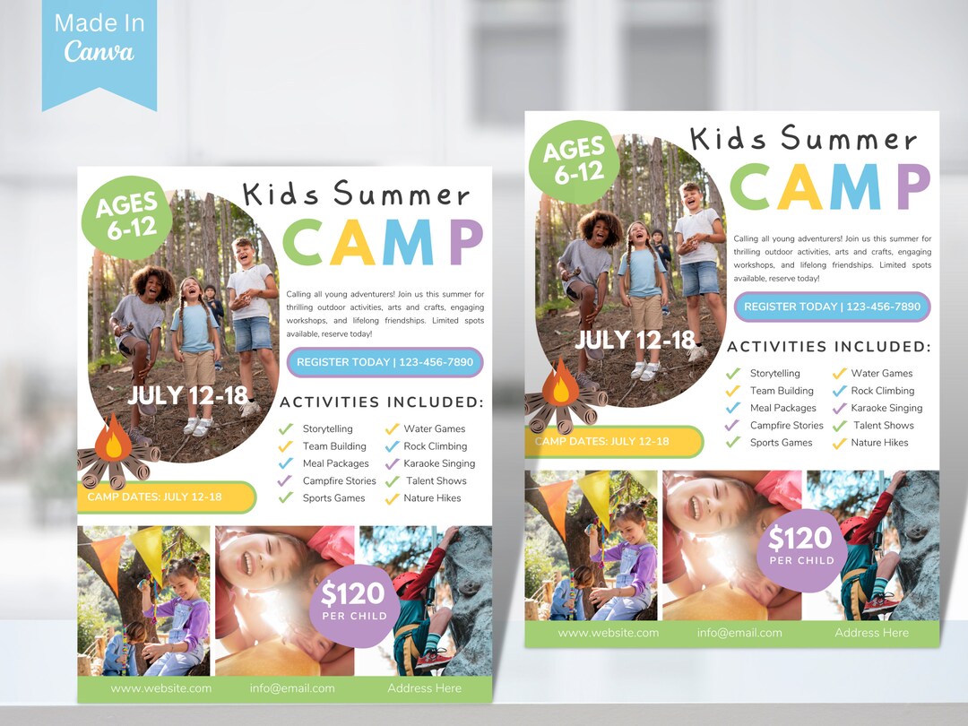 Editable Summer Fun Camp Flyer Template, Kids Summer Camp Flyer ...