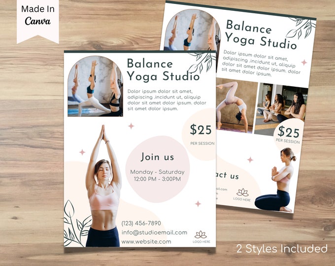 Yoga Flyer Template, Fitness Flyer, Yoga Template, Editable Yoga ...