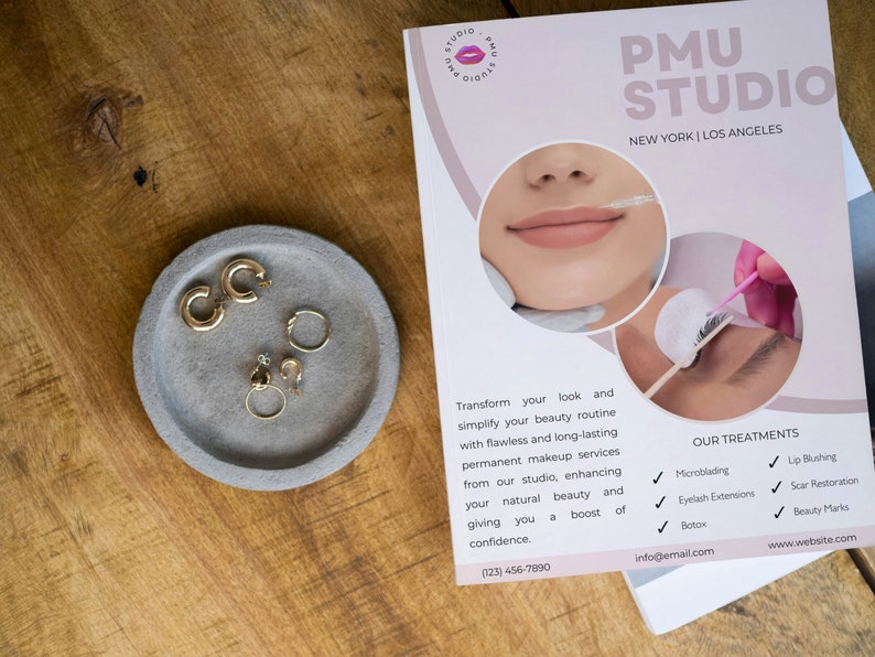 Beauty Flyer Brand Awareness Templates, PMU Promotional Flyer, Canva ...