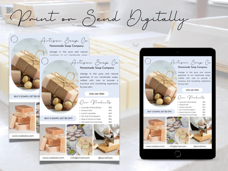 Handmade Soap Flyer Template, Editable Handmade Soap Making Small ...
