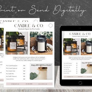 Soy Wax Candles Flyer Template, Editable Handmade Candle Making Small ...