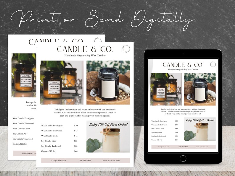 Soy Wax Candles Flyer Template, Editable Handmade Candle Making Small ...