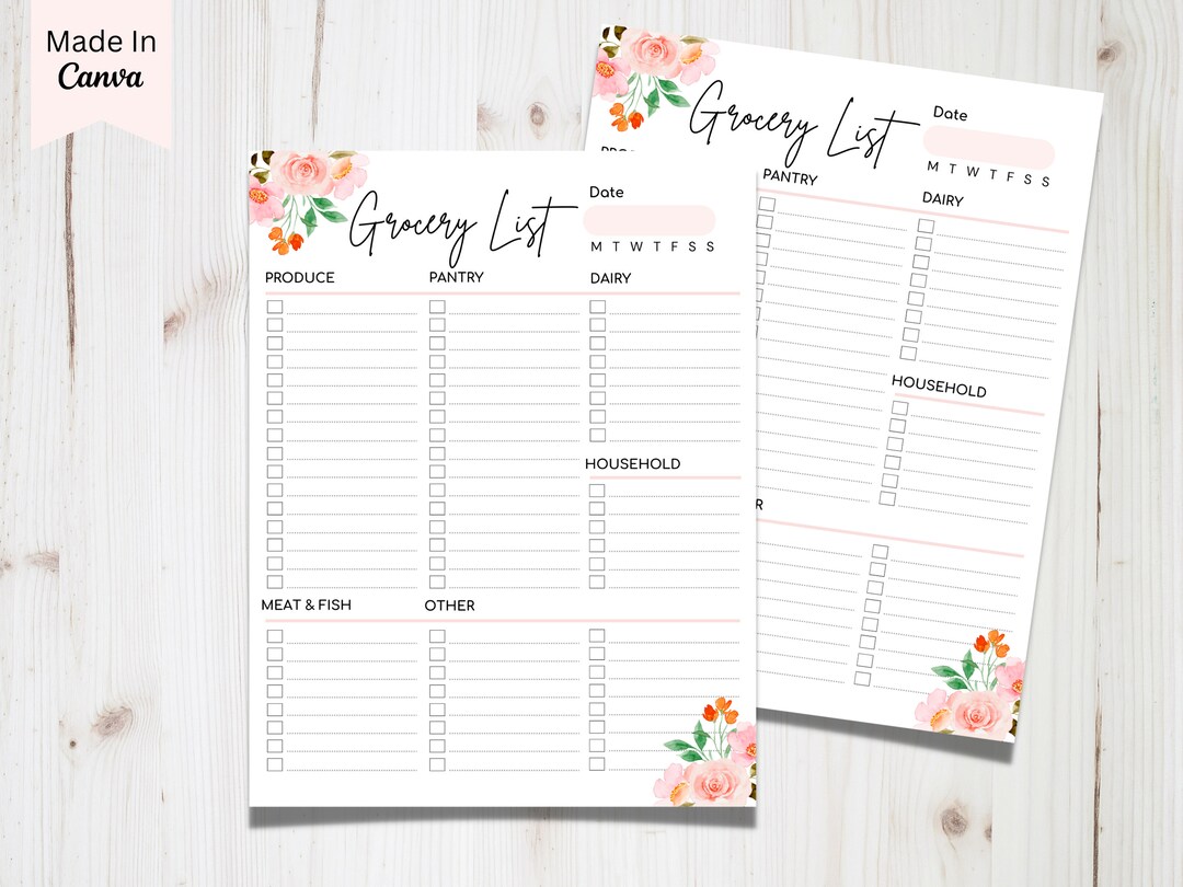 Printable Grocery List, Groceries Planner, Dairy, Grocery Checklist ...