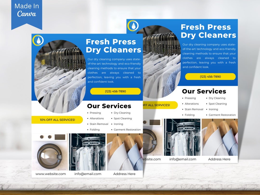 Dry Cleaning Service Flyer, DIY Sheet, Dry Cleaning Service, Laundry ...