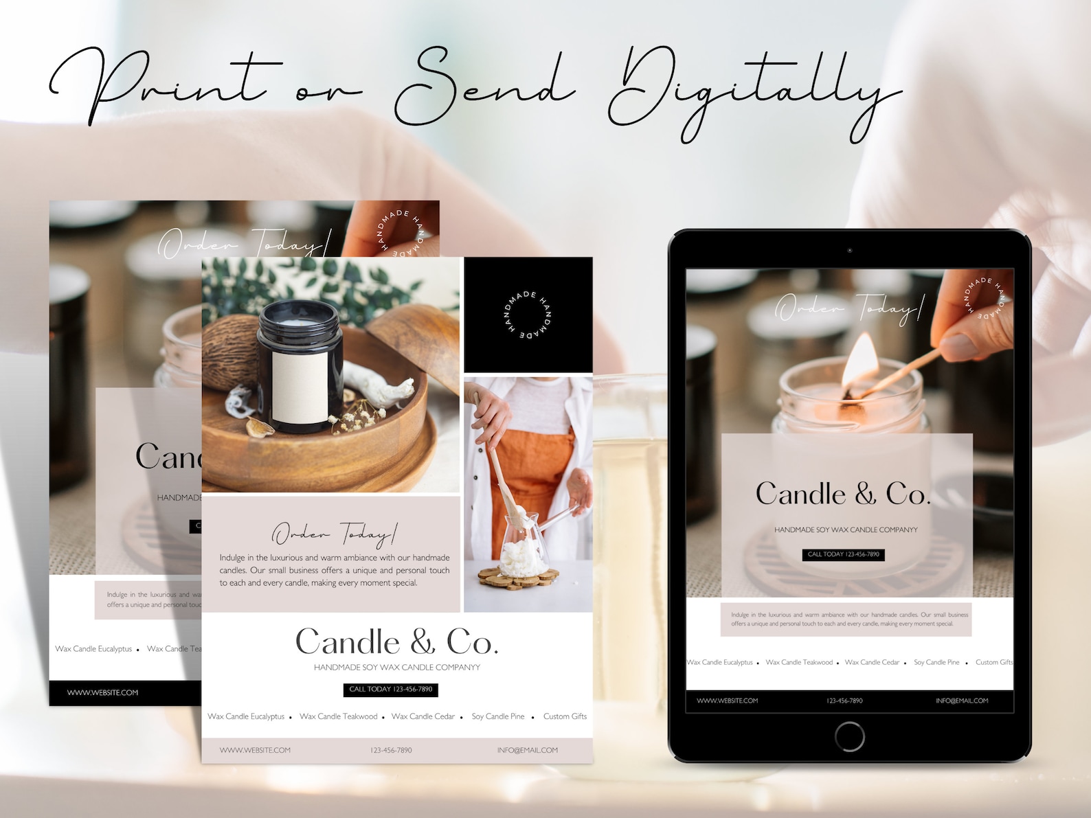 Soy Wax Candles Flyer Template, Editable Handmade Candle Making Small ...