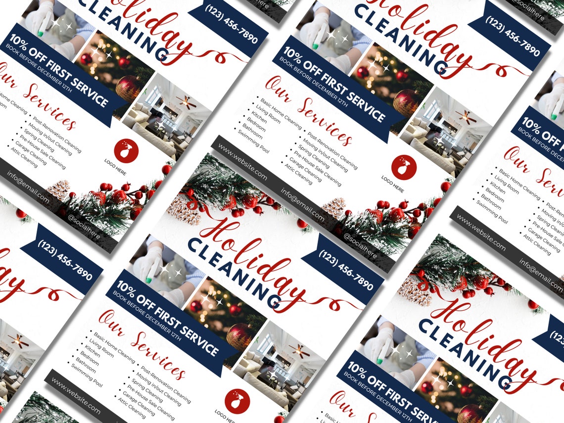 Holiday Cleaning Flyer DIY Sheet Cleaning Service Poster - Etsy